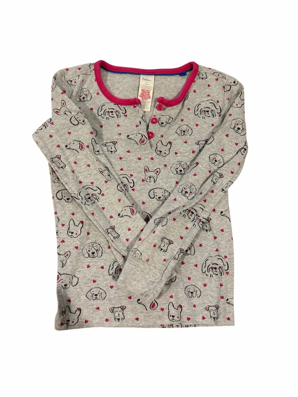 Boden | Pajamas | Boden Grey Girls Long Sleeve Pajama Top With Pink ...